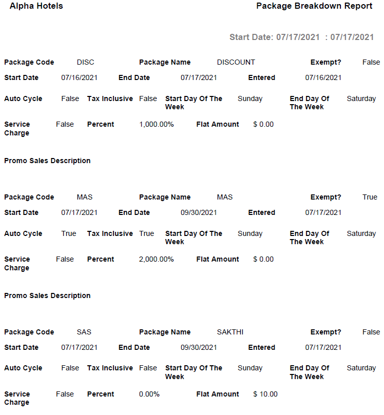 Package Breakdown